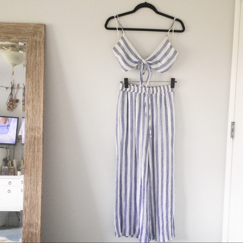 Beachy Blue And White Stripped Matching Set! - Gem